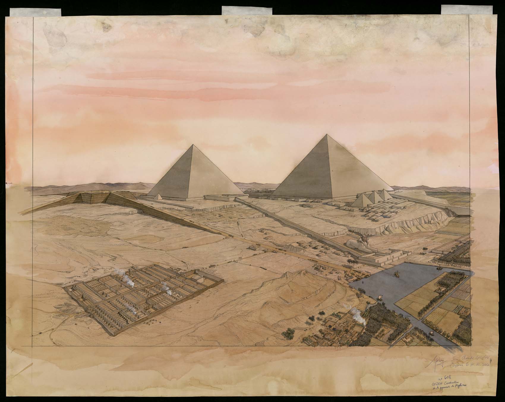 Giza, the pyramid building site, the construction of the Mykerinos ...