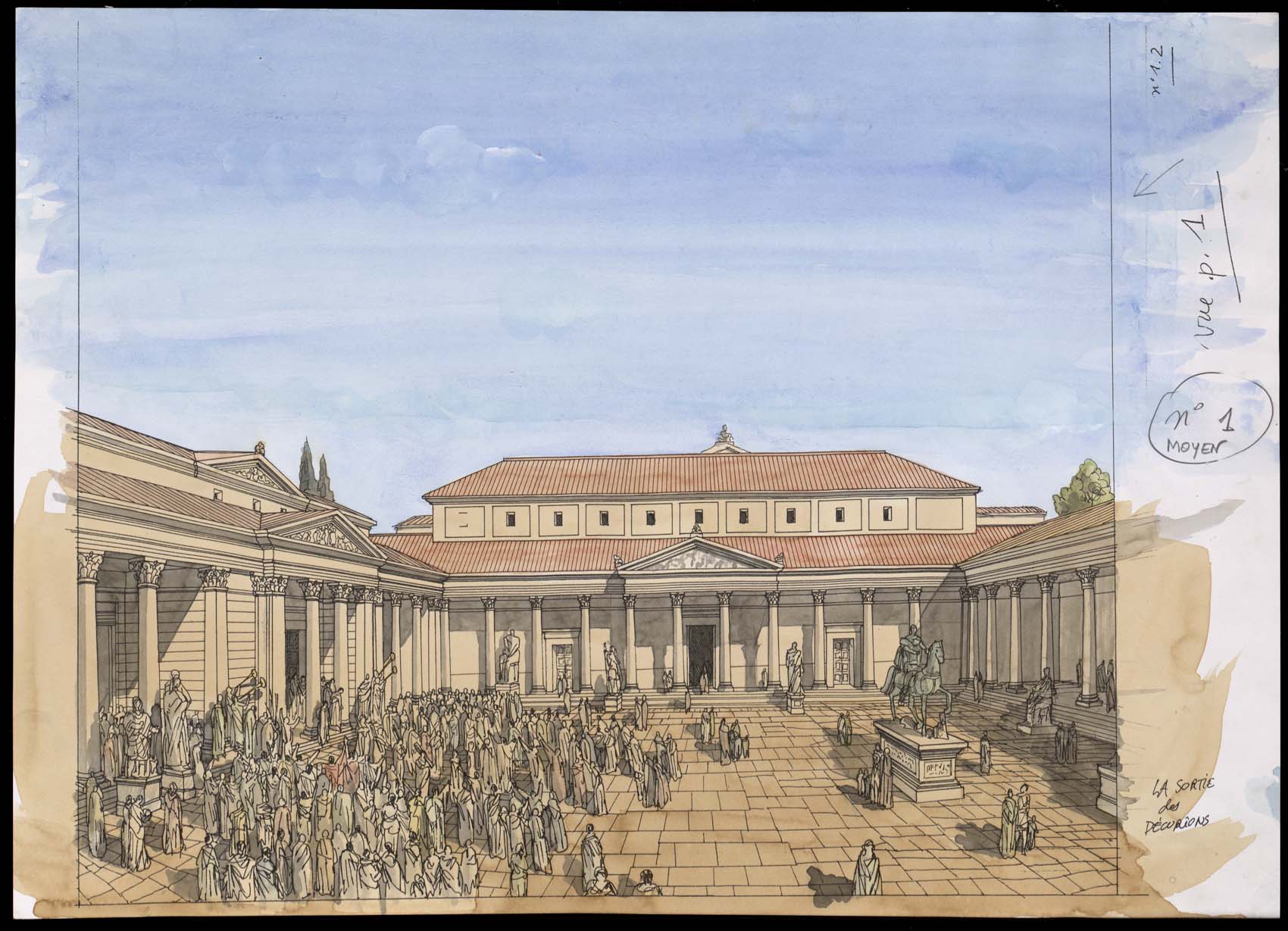 A forum, the exit of the decurions - Jean-Claude Golvin