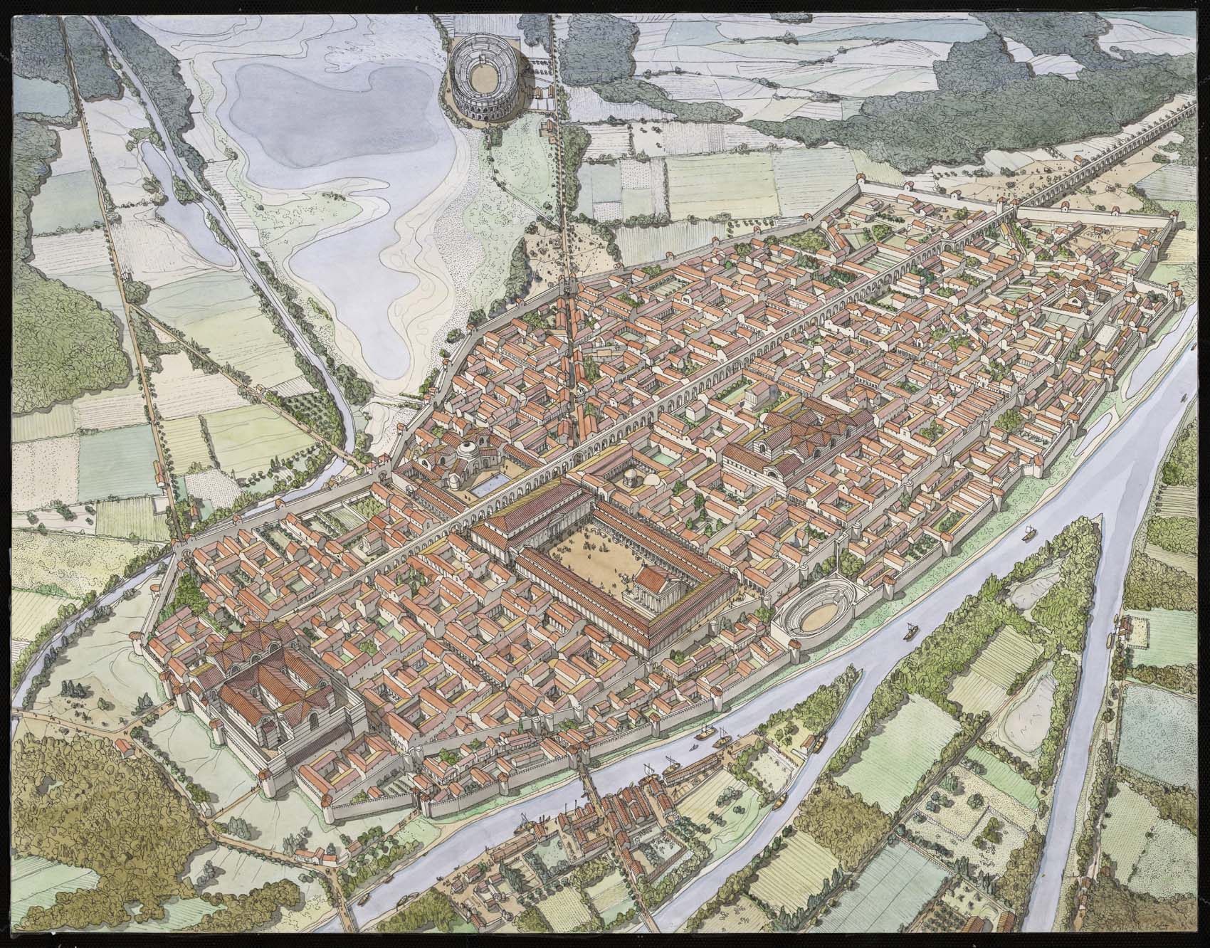 Divodurum Mediomatricorum (Metz), vue générale - Jean-Claude Golvin