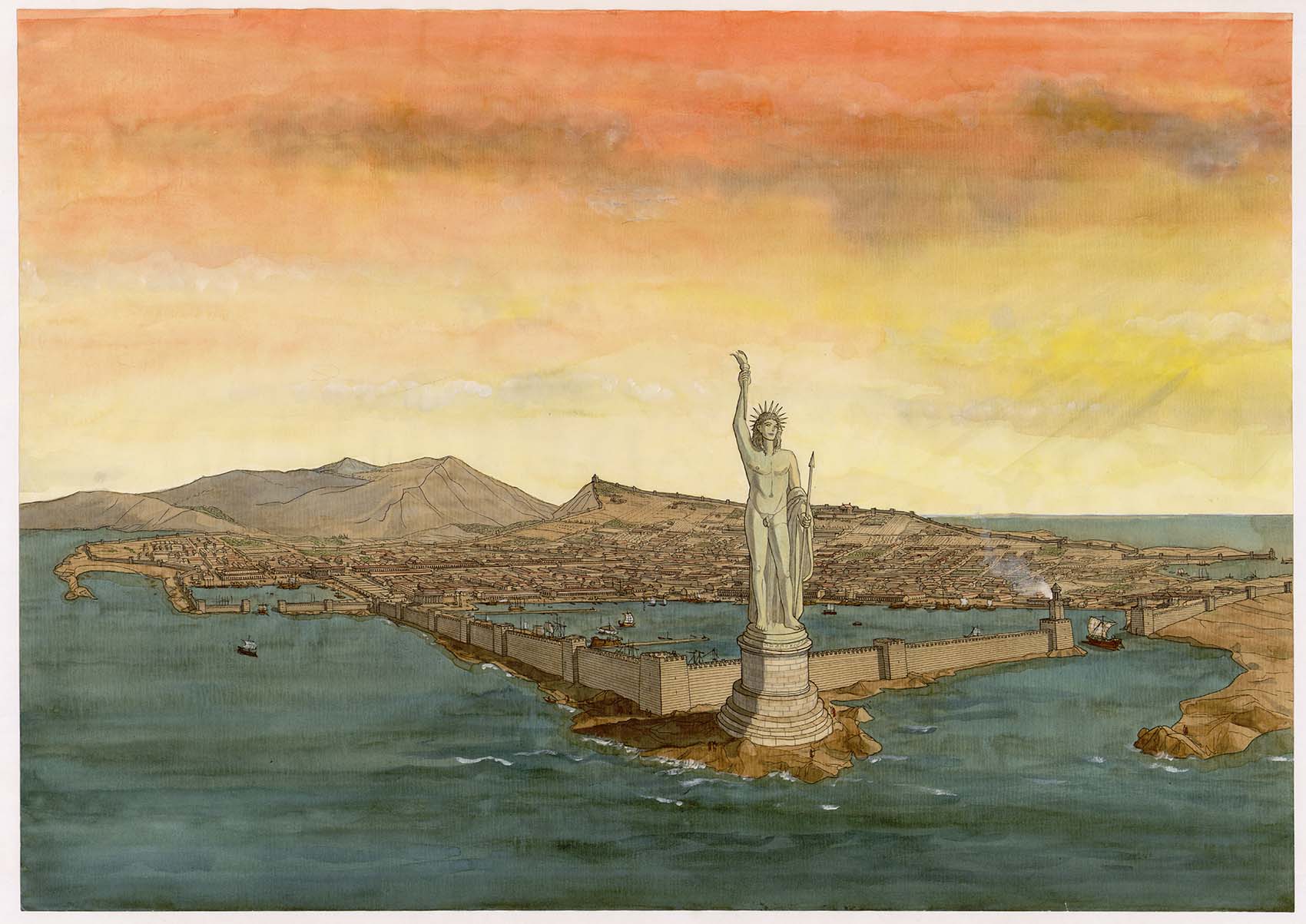 Rhodos (Rhodos), der Koloss und der Hafen - Jean-Claude Golvin