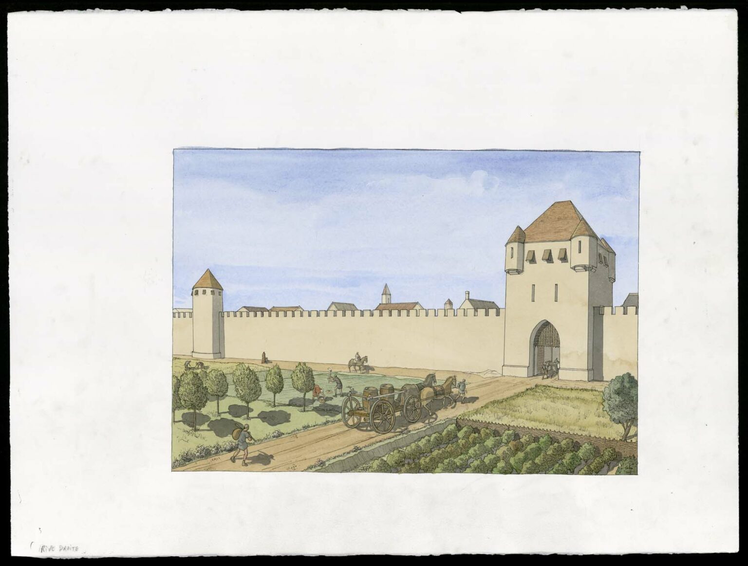 Parigi, una porta e la cortina muraria del recinto della riva destra ...